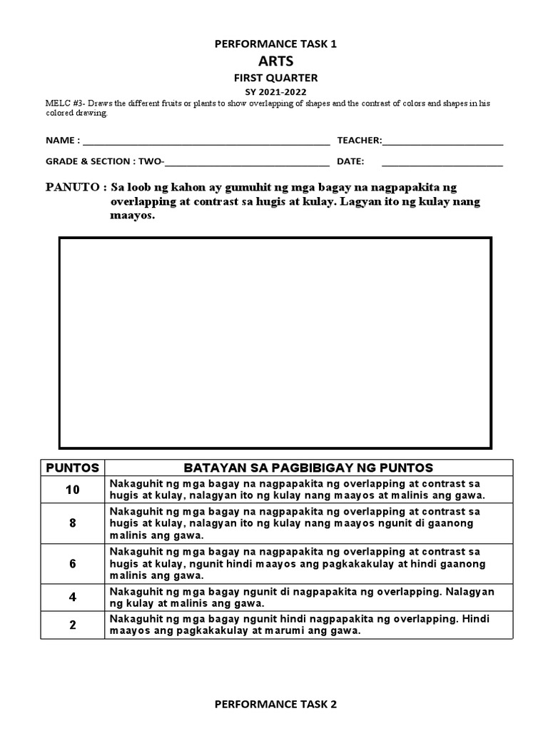 Performance Tasks 1 and 2 Arts Q1 2021 2022 | PDF Performance Tasks 1 and 2 Arts Q1 2021 2022 | PDF