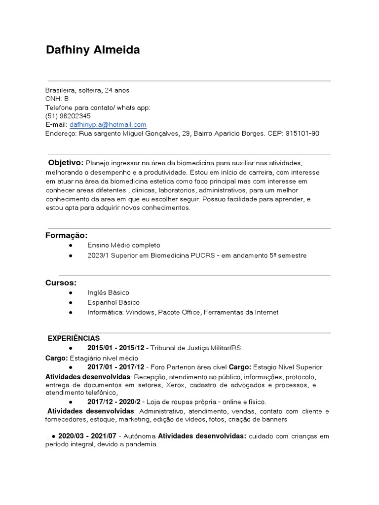 Curriculo Biomedicina 2023 | PDF