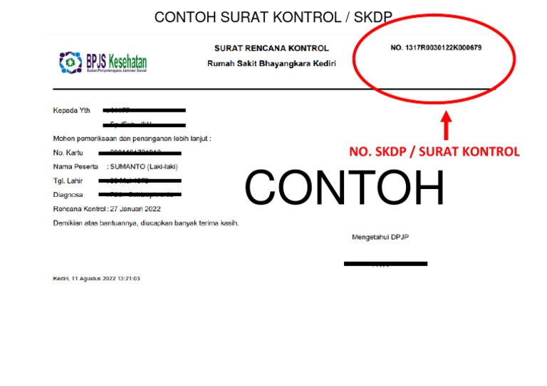 Contoh: Contoh Surat Kontrol / SKDP | PDF