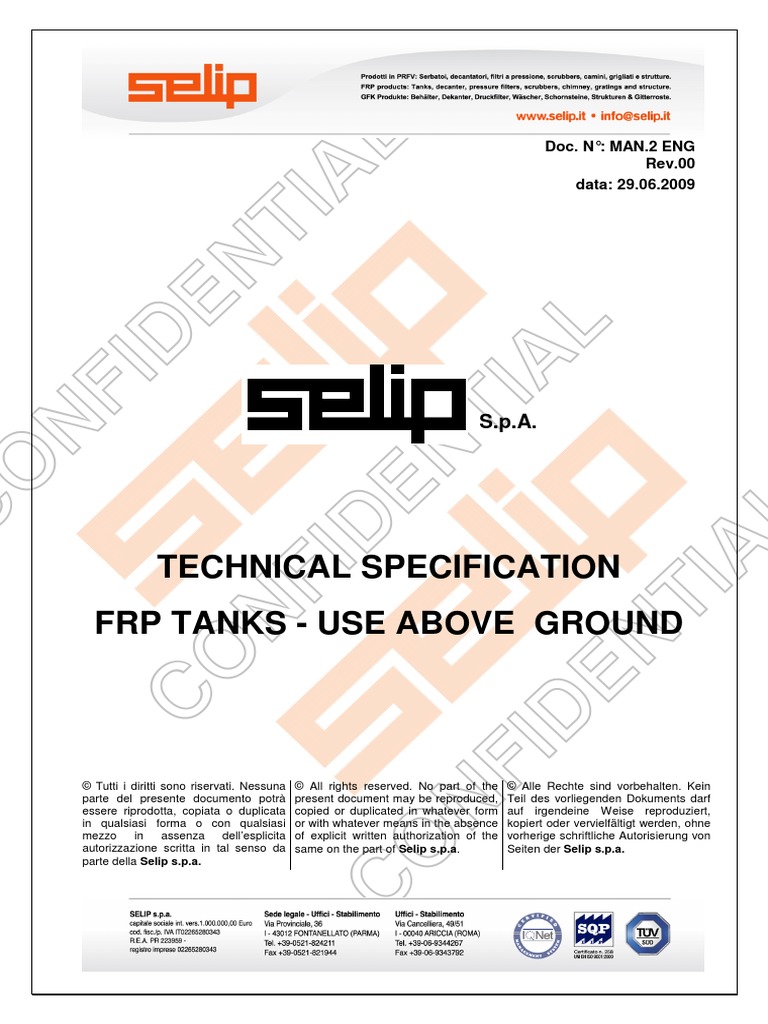 Spec Tec Tank ENG Rev00 | PDF | Fiberglass | Fibre Reinforced Plastic
