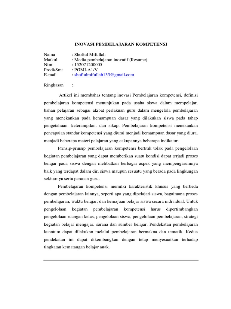 Inovasi Pembelajaran Kompetensi | PDF