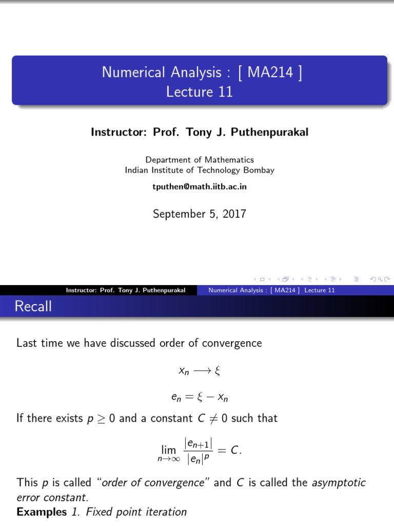 Numerical Analysis Lecture by Prof Tony J | PDF | Matrix (Mathematics) | Multiplication
