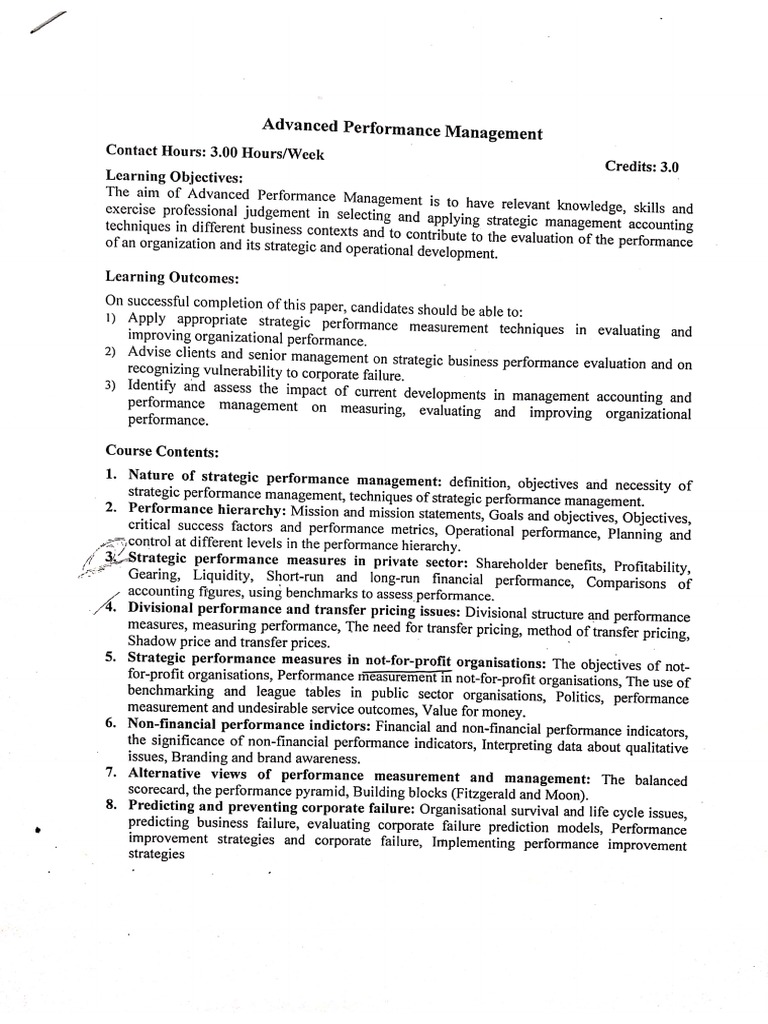 Advanced Performance Management | PDF