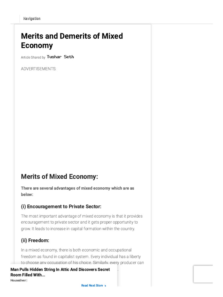 Merits and Demerits of Mixed Economy | PDF | Capitalism | Economies