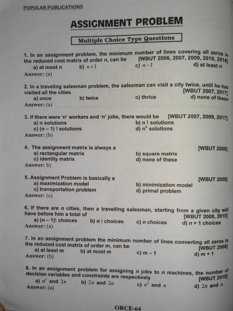 Assignment Problem | PDF | Analysis | Systems Analysis