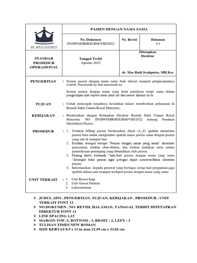 Contoh Penulisan Sop | PDF