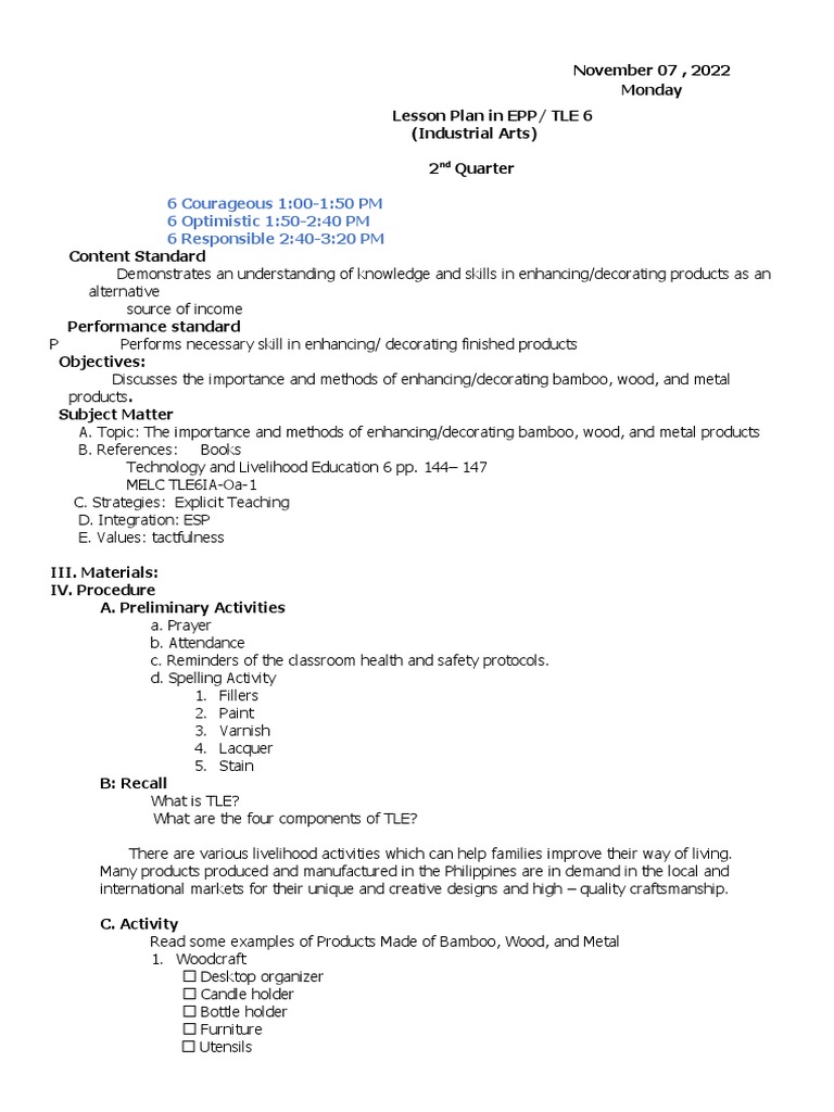 Tle 6 (Industrial Arts) Week 1 Day 1 | Download Free PDF | Varnish ...