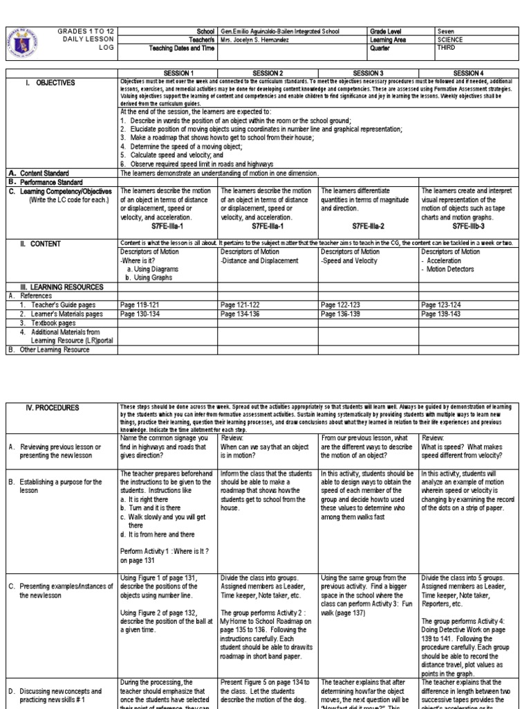 Grade 7 Science Daily Lesson Plan | PDF | Waves | Learning