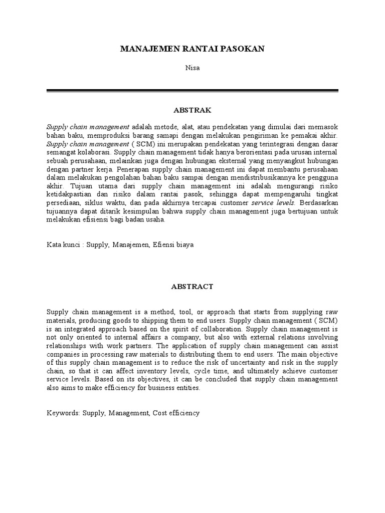 Manajemen Rantai Pasokan | PDF
