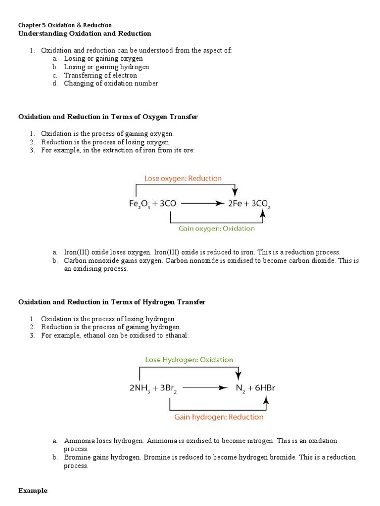 Chapter 3oxidation and Reduction | PDF | Redox | Oxide
