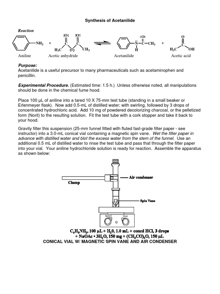 Synthesis of Acetanilide: Reaction | PDF | Filtration | Acetic Acid