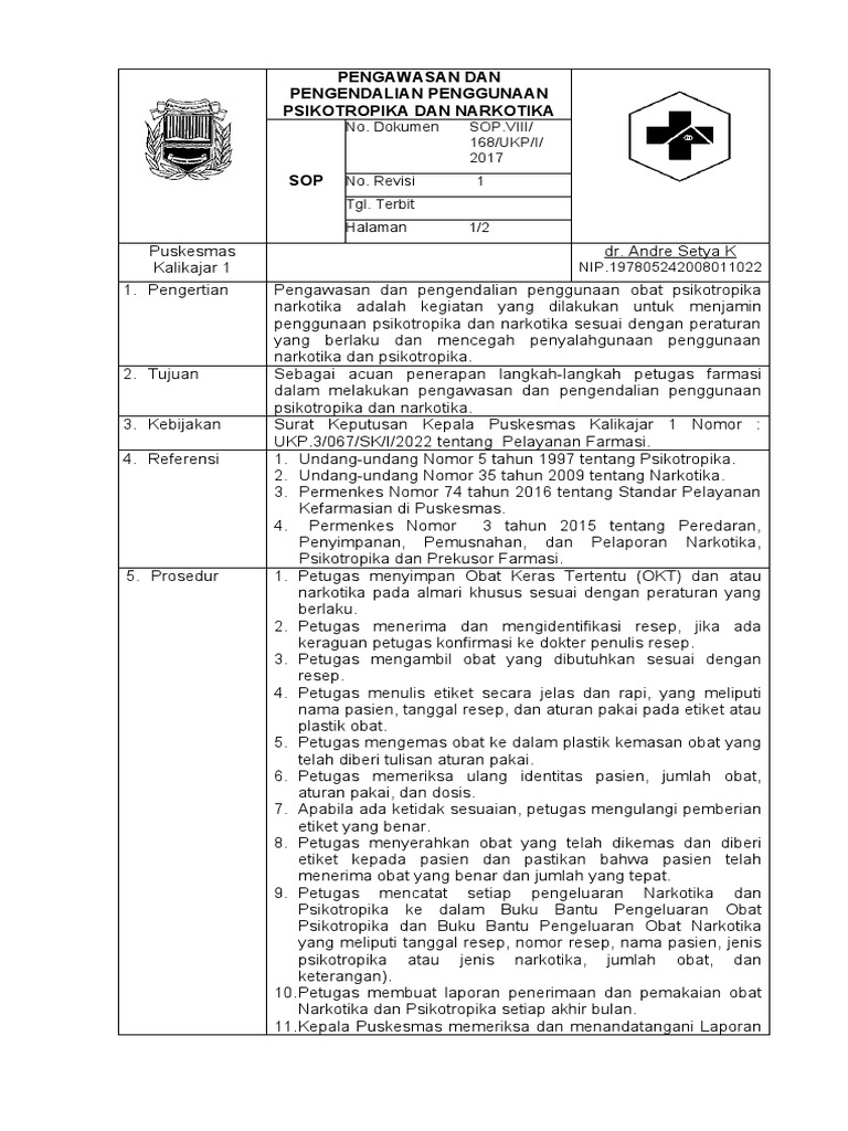 Farmasi Klinik Psiko-Narko - SOP Pengawasan Dan Pengendalian Penggunaan ...