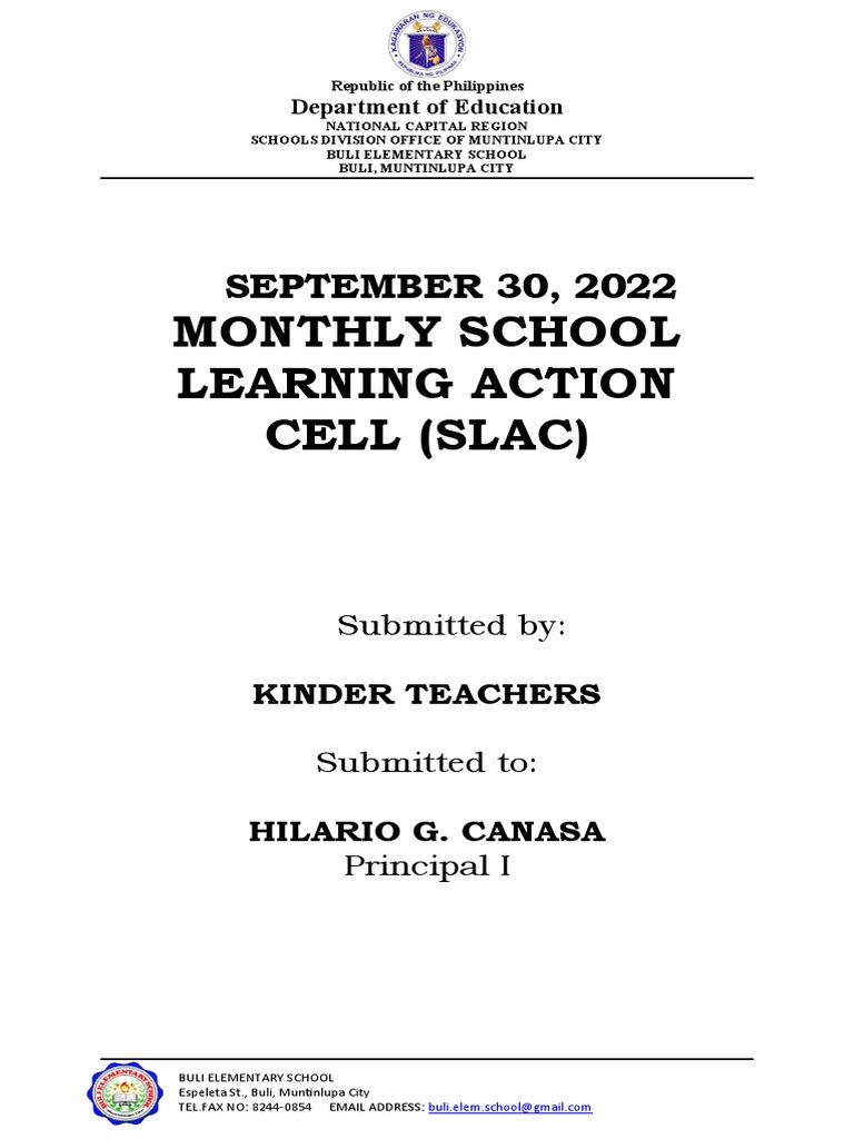 SLAC Meeting Highlights | PDF | Teachers | Classroom