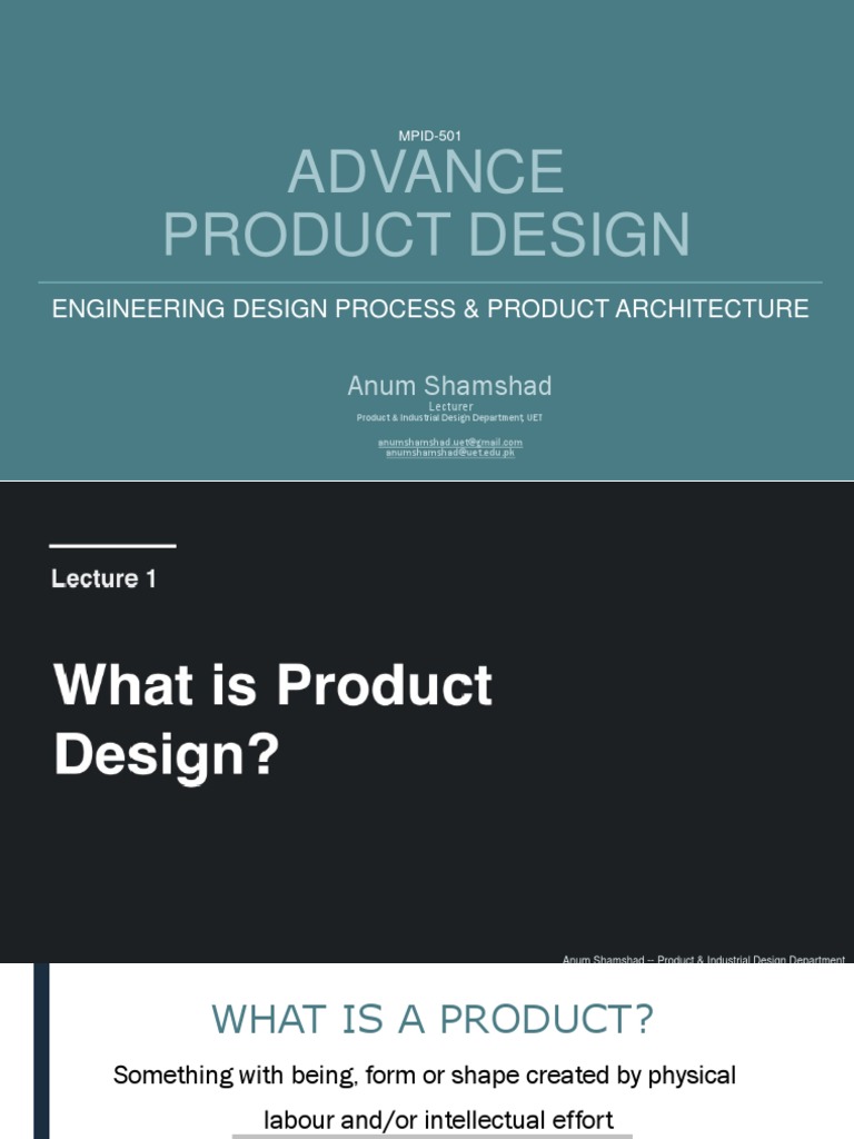 Lec 1 Engineering Design Process Product Architecture Pdf