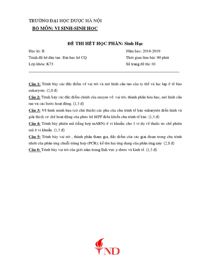 Sinh học.k73.l1 | PDF