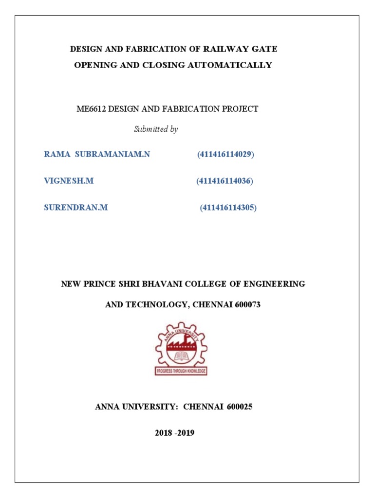 Design and Fabrication of Railway Gate | PDF | Automation | Train