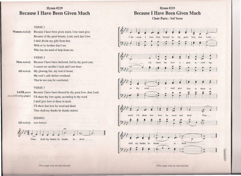 Because I Have Been Given Much | PDF | Hymns | Christian Worship And ...