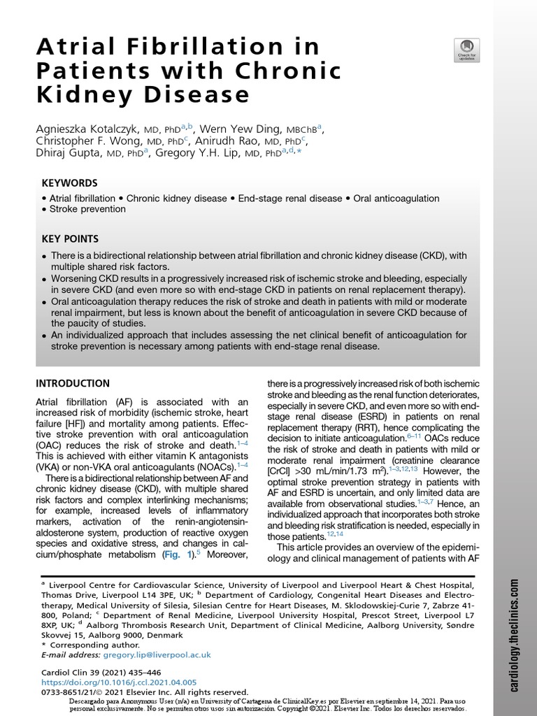 Fa ERC | PDF | Chronic Kidney Disease | Stroke