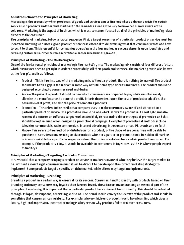 Introduction To The Principles of Marketing | PDF | Marketing | Brand