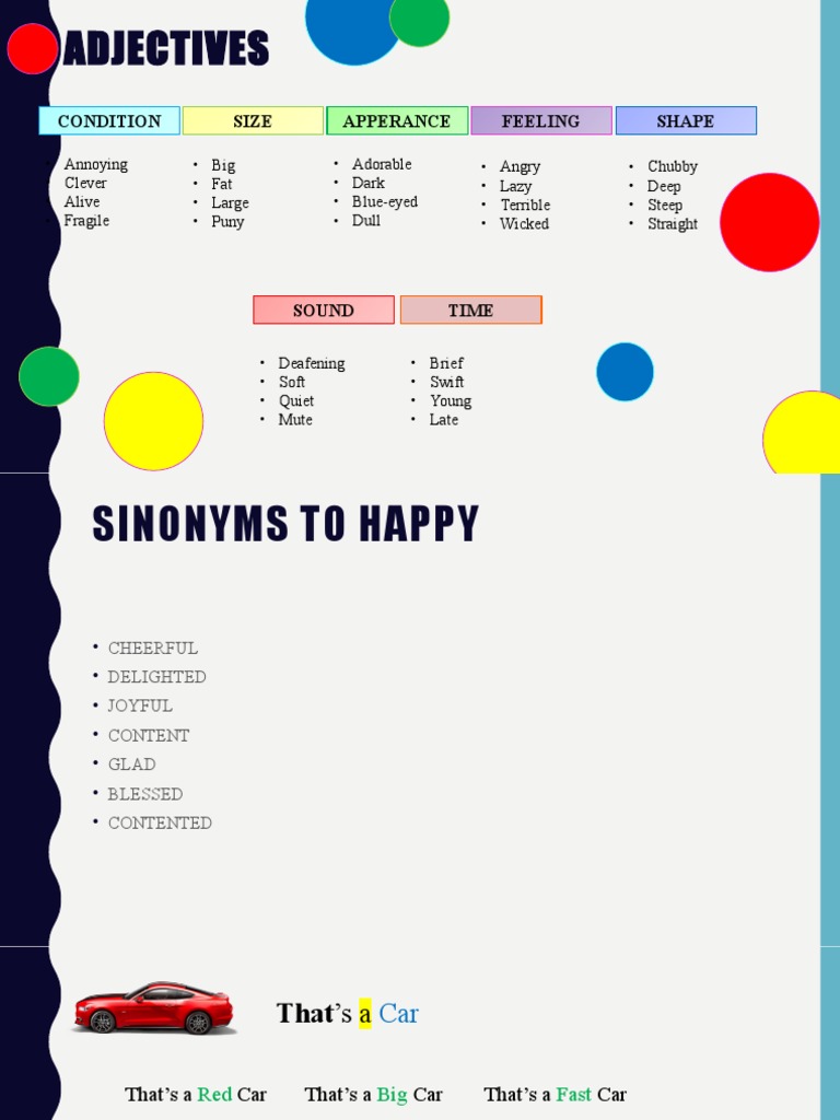 Adjectives: Condition Size Apperance Feeling Shape | PDF