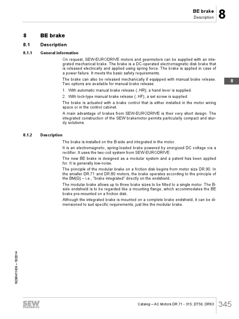 SEW Brake | PDF | Electric Motor | Inductor