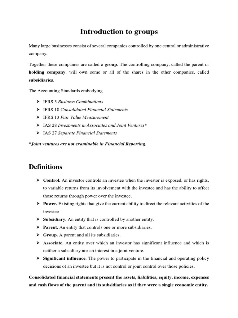 Introduction To Groups | PDF | Financial Statement | International Financial Reporting Standards