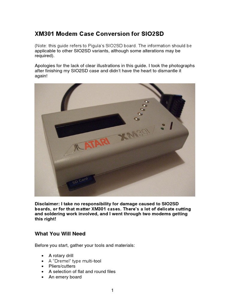 XM301 Modem Case Conversion For SIO2SD | PDF | Printed Circuit Board | Manufactured Goods
