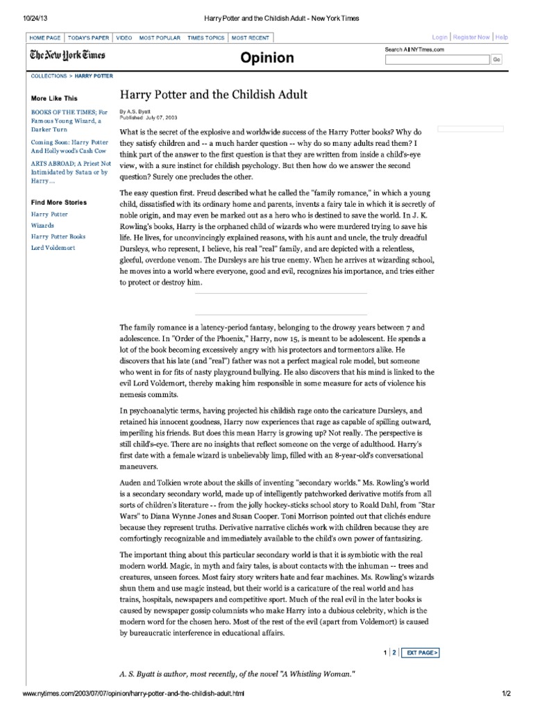 A S Byatt On Harry Potter | PDF