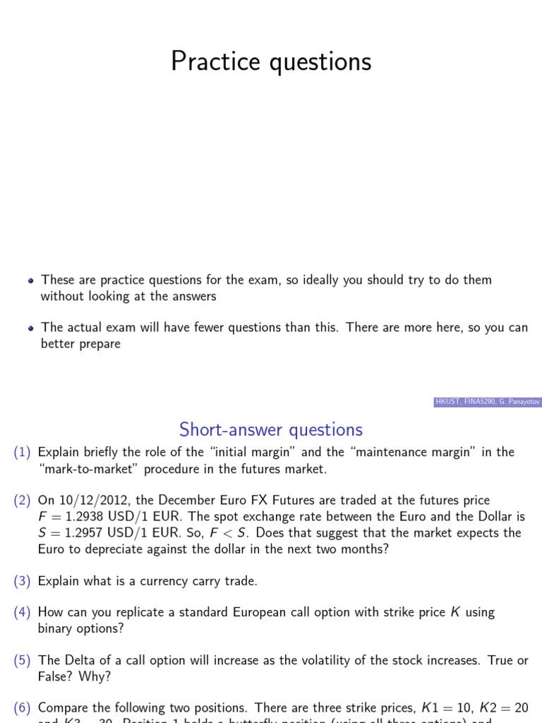 Practice Questions M | Download Free PDF | Option (Finance) | Stocks