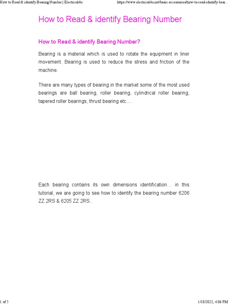 Bearing Number Identification Guide | PDF | Bearing (Mechanical ...