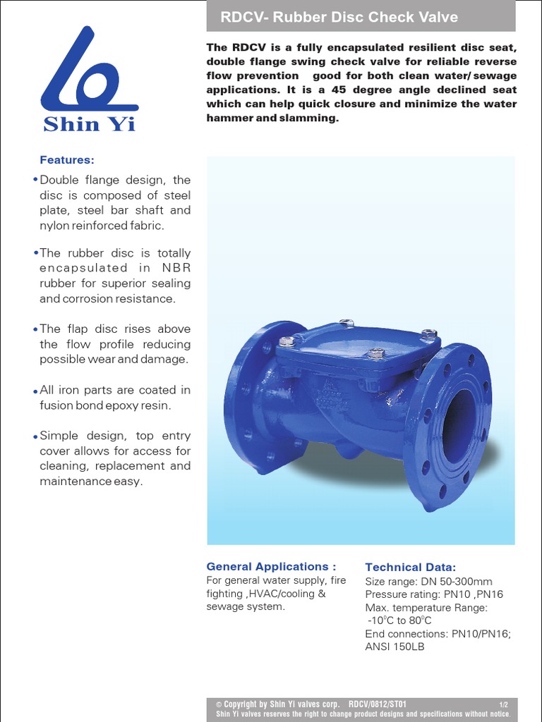 SY Rubber Disc Check Valve | PDF | Valve | Materials