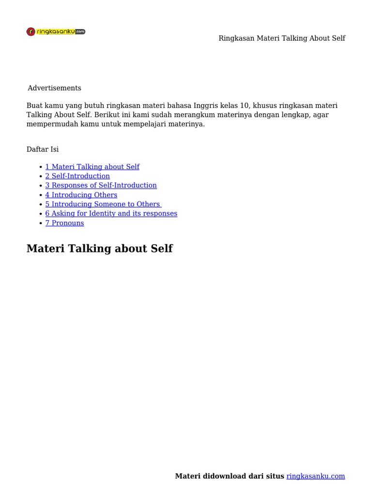 Self Intro Guide Pdf