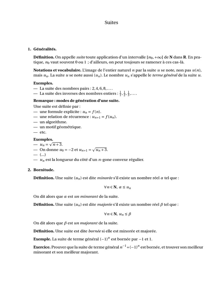 Suites : bornitude et monotonie | PDF | Séquence | Fonction monotone