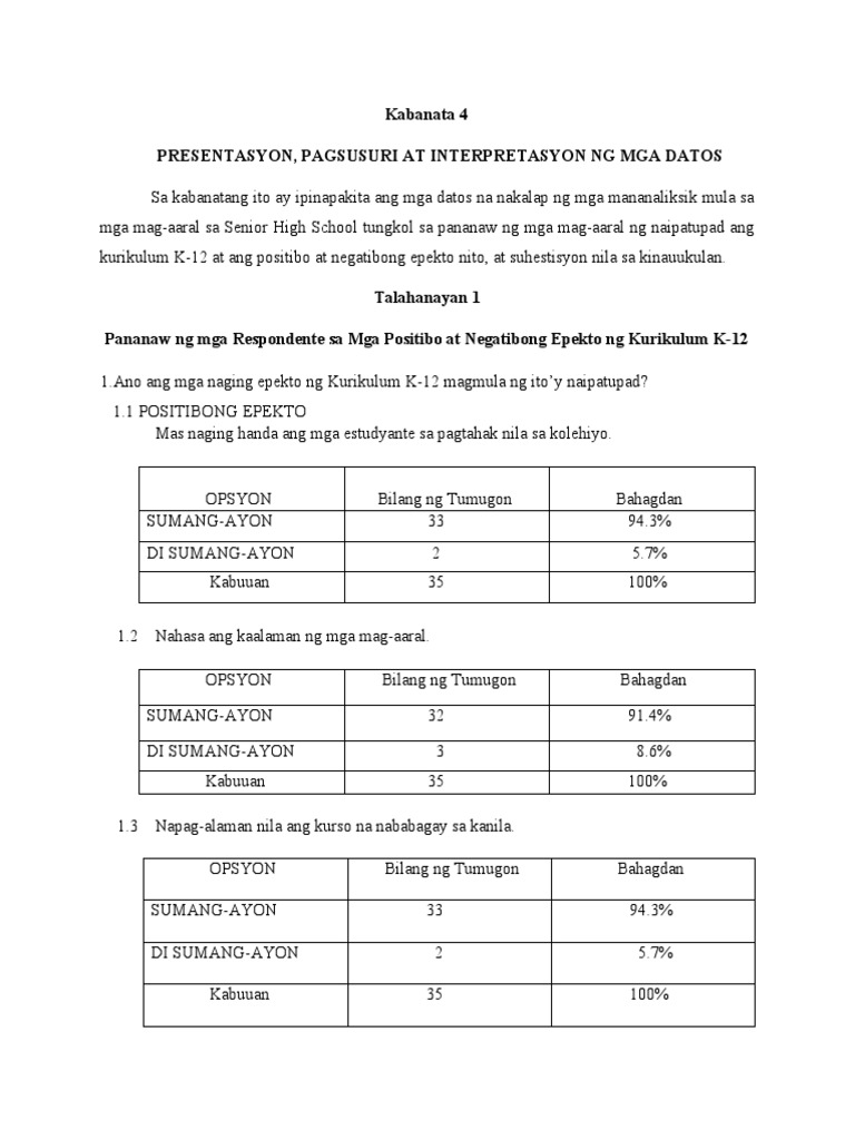 Interpretasyon NG Datos | PDF Interpretasyon NG Datos | PDF