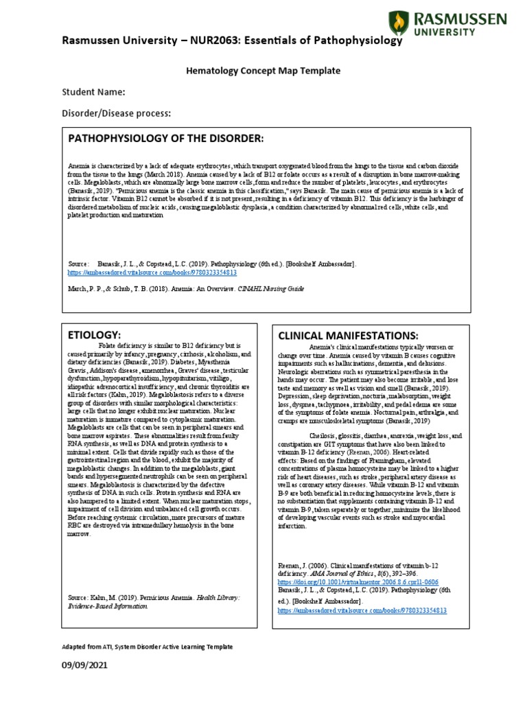 Hematology Concept Paper | PDF | Anemia | Vitamin B12