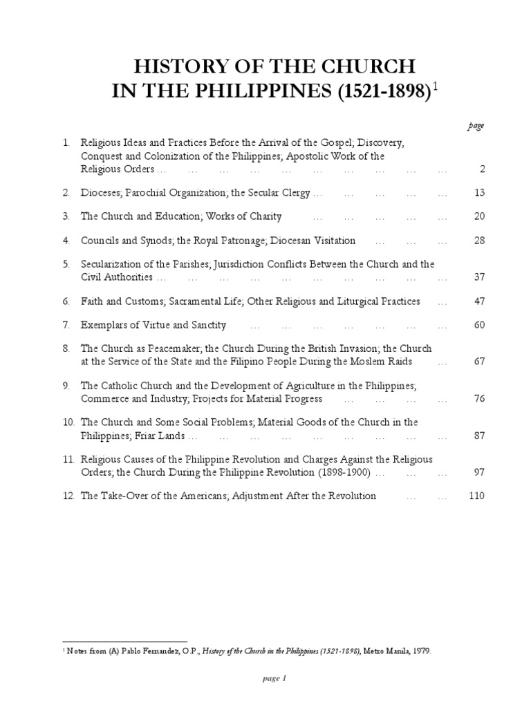 History of The Church in The Philippines 1521 1898 Detailed Notes | PDF