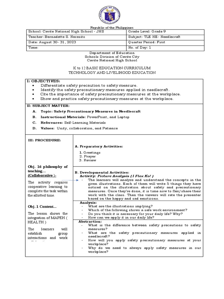 Safety Precautionary Measures | PDF | Learning | Nonverbal Communication