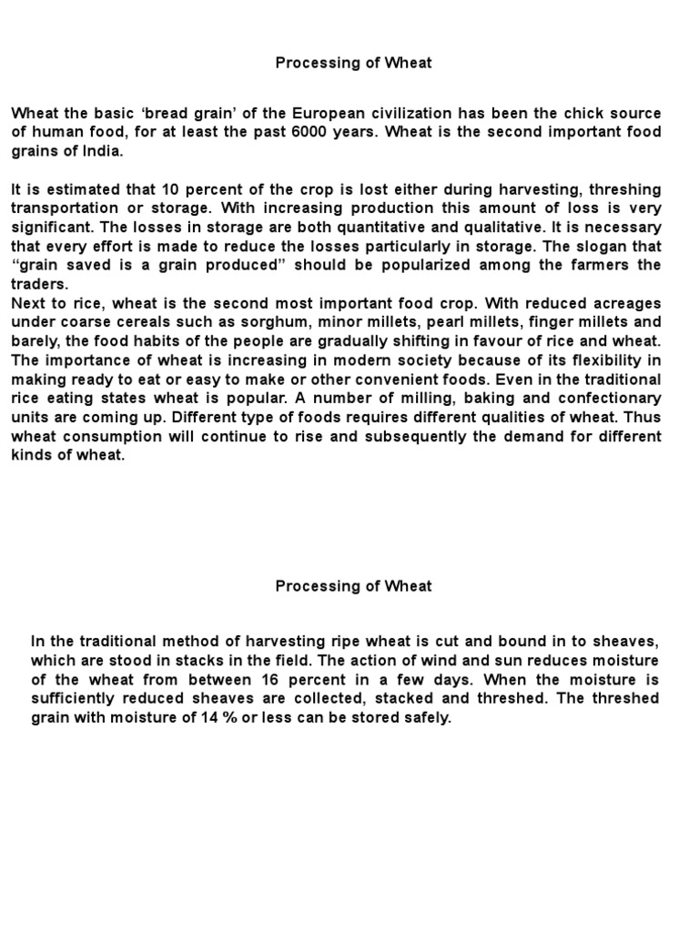 Wheat Processing | PDF | Flour | Wheat