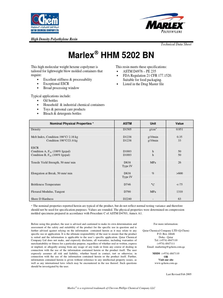 HHM 5202 BN | PDF | Polyethylene | Applied And Interdisciplinary Physics