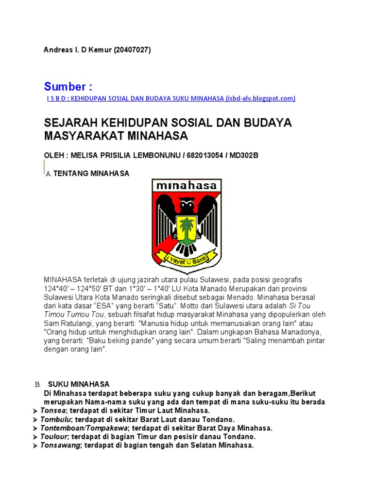 Sejarah Kehidupan Sosial Dan Budaya Masyarakat Minahasa | PDF | Seni | Agama & Spiritualitas