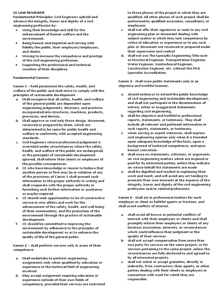 Ce Law Reviewer | PDF | Legal Liability | Employment