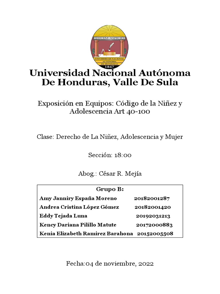 Informe Art 40-100 | PDF | Infancia | Honduras