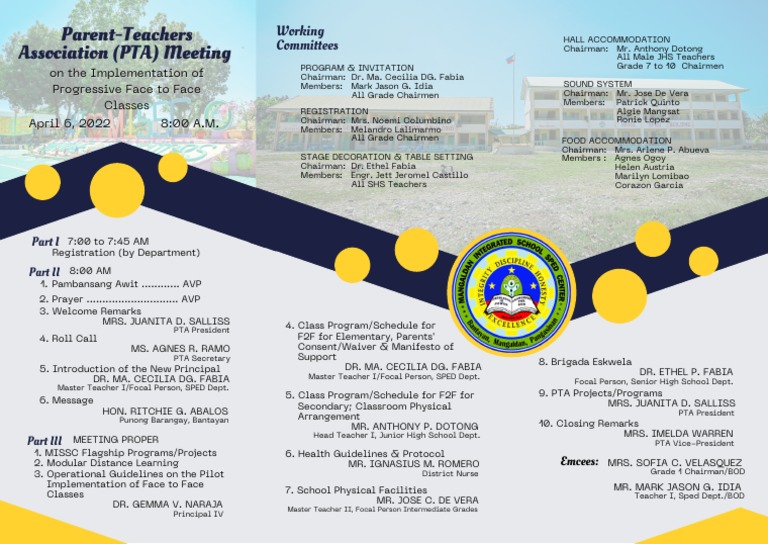 PTA Meeting Agenda and Invitation | PDF | Behavior Modification | Schools