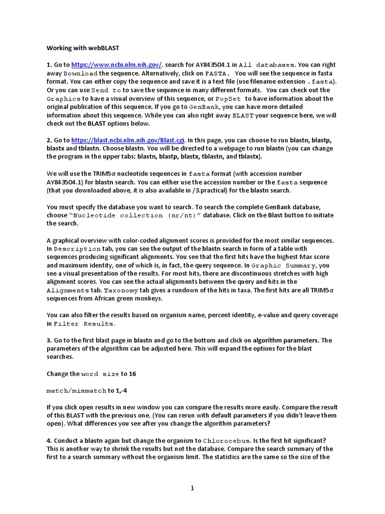 BLAST - Practic Information | PDF | Sequence Alignment | Biological Engineering