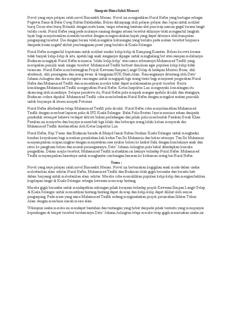 Sinopsis BimaSakti Menari | PDF