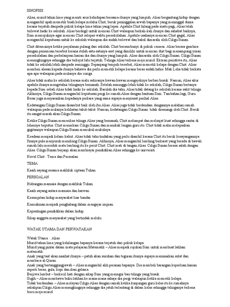 SINOPSIS Chot | PDF | Ilmu Sosial | Puisi
