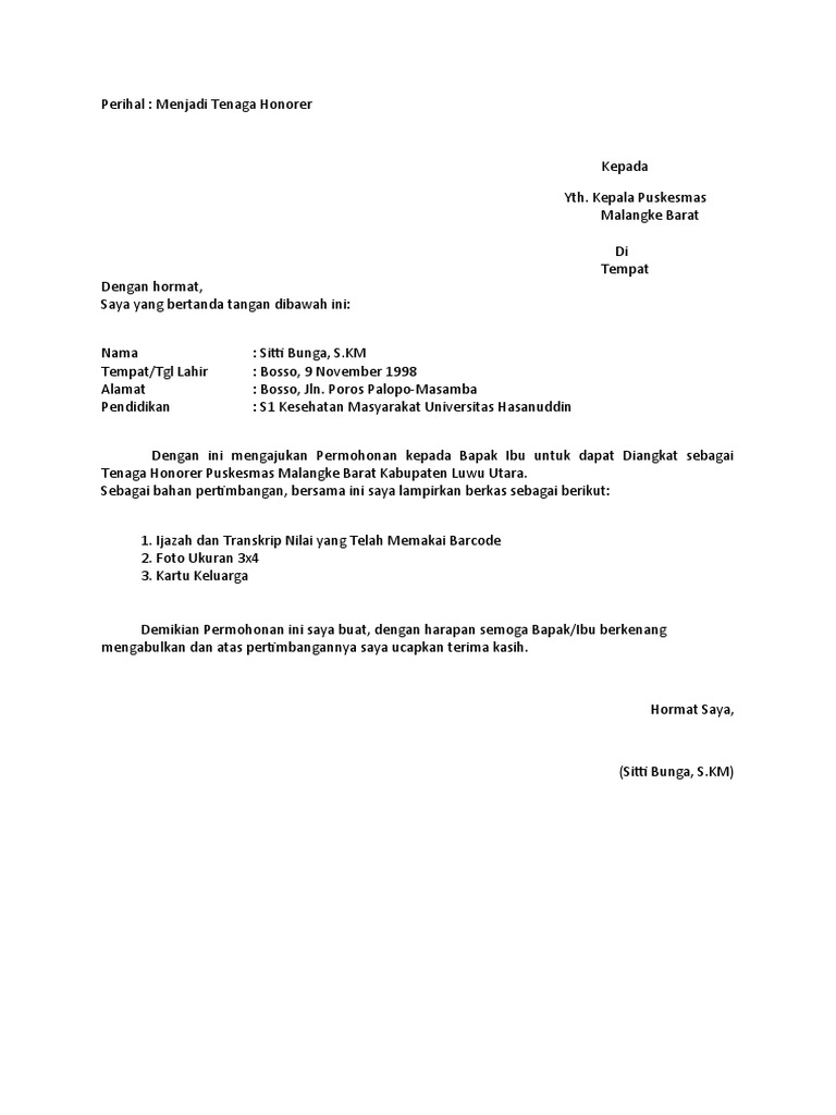 Surat Lamaran Bunga | PDF