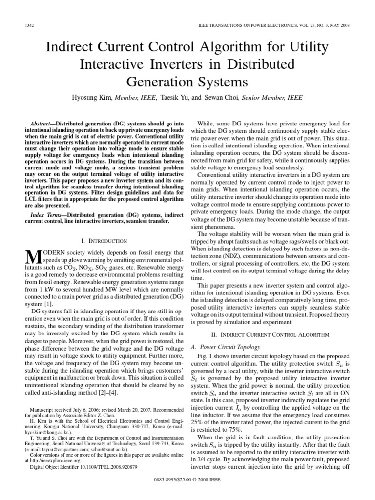 Indirect Current Control Algorithm For Utility | PDF | Power Inverter | Power Electronics