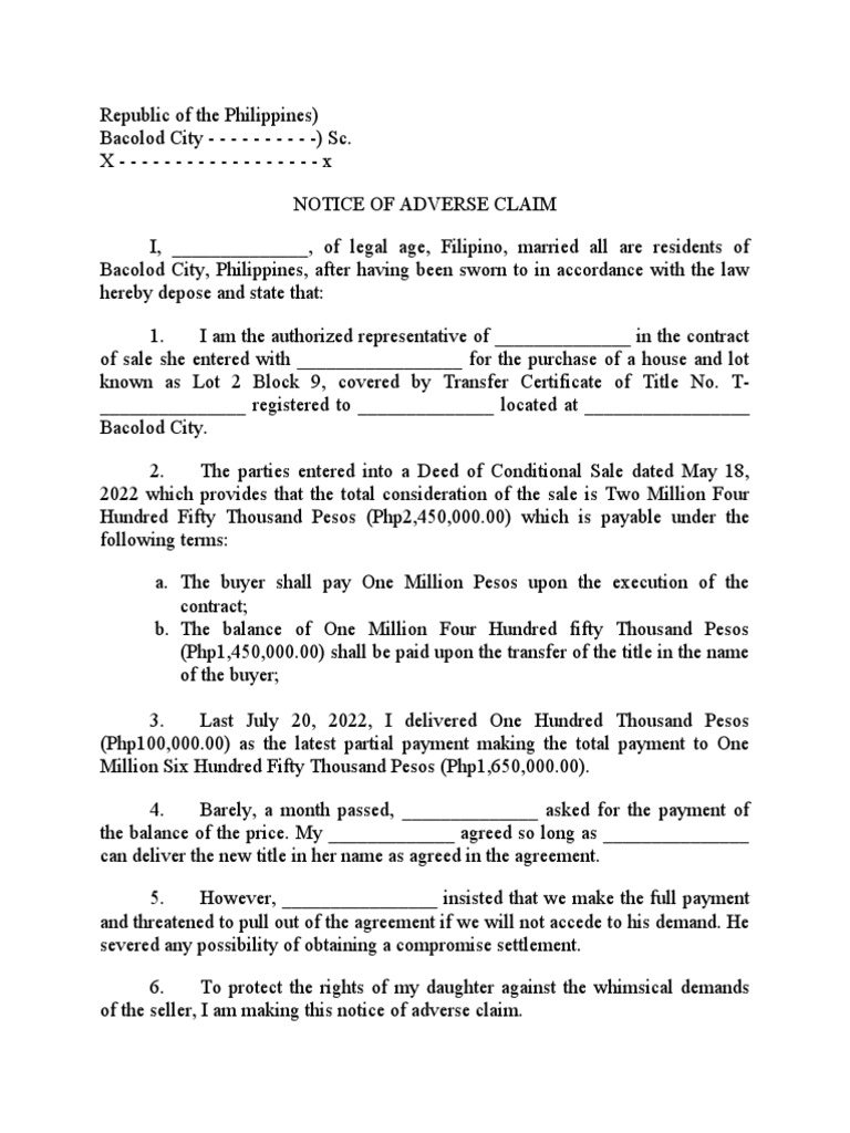 Affidavit of Adverse Claim | PDF | Affidavit | Justice