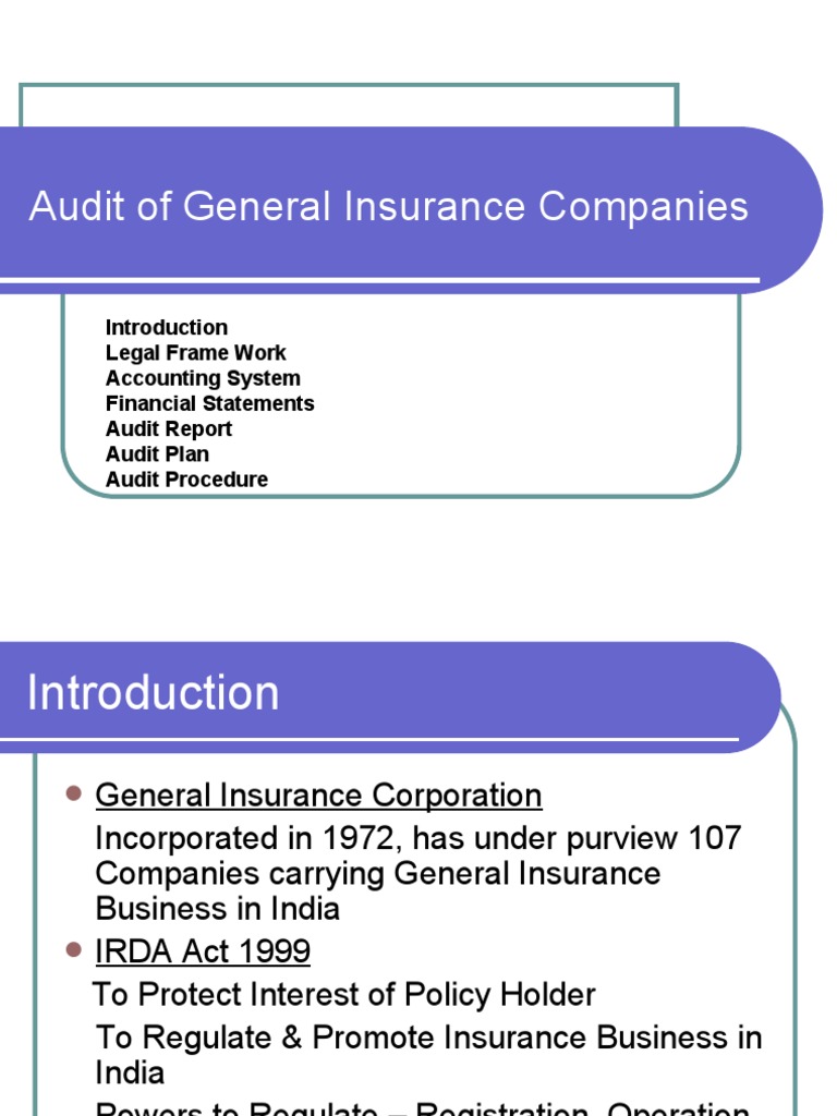 Audit of General Insurance Companies | PDF | Insurance | Audit